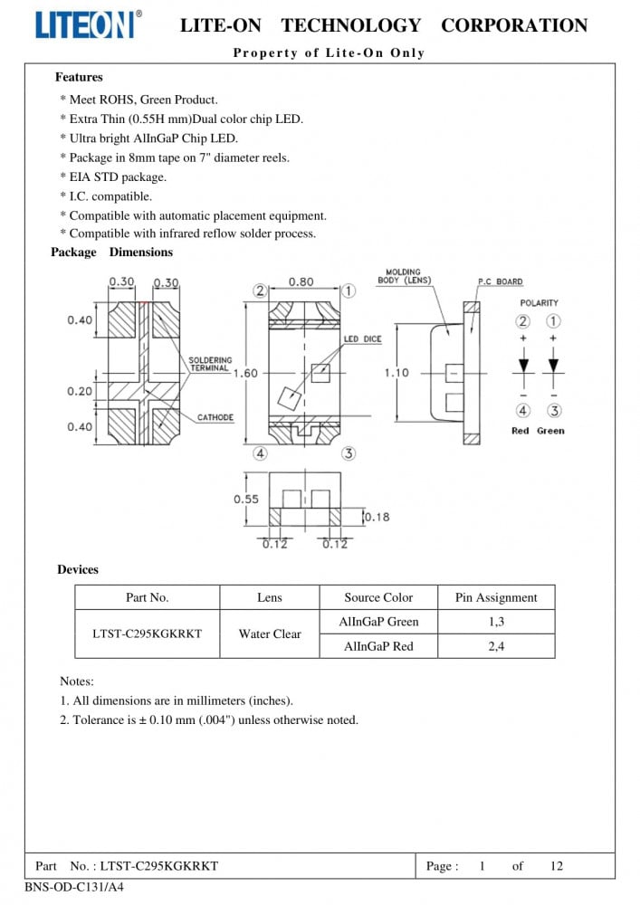LTST-C295KGKRKT datasheet page 2
