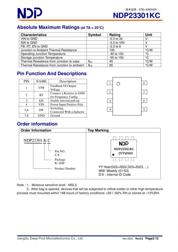 NDP23301KC datasheet page 2