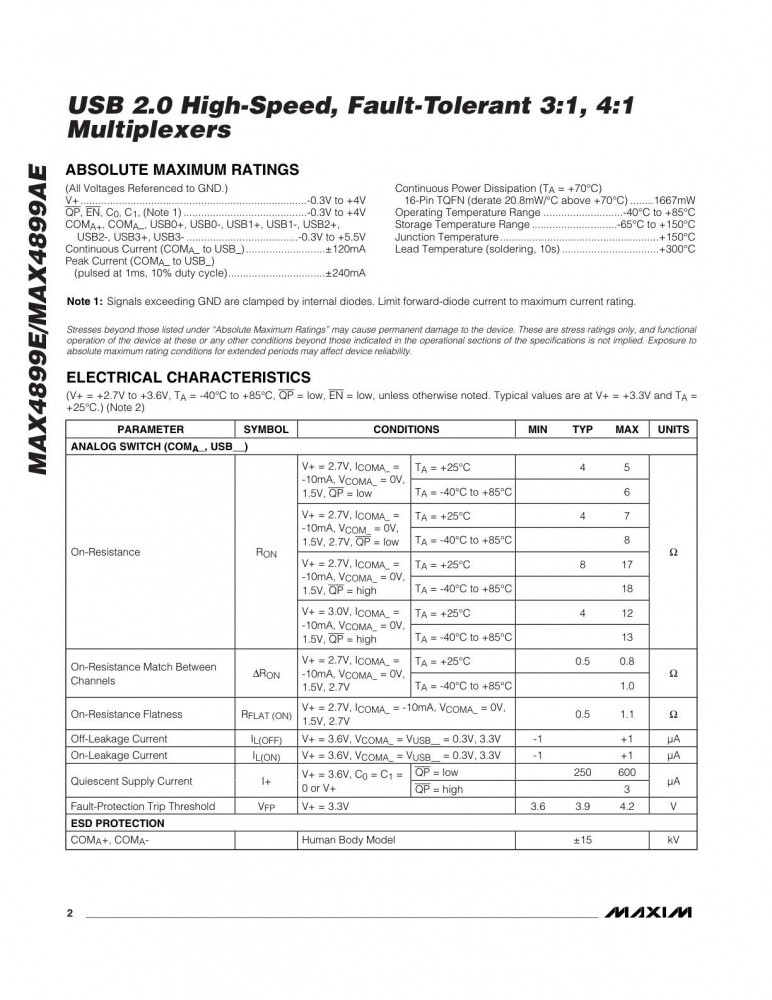 MAX4899AE datasheet page 2