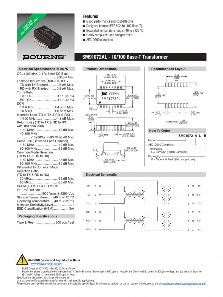SM91072AL-E datasheet page 1
