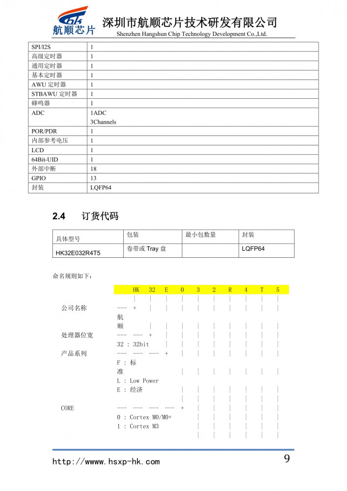 HK32E032 datasheet page 9