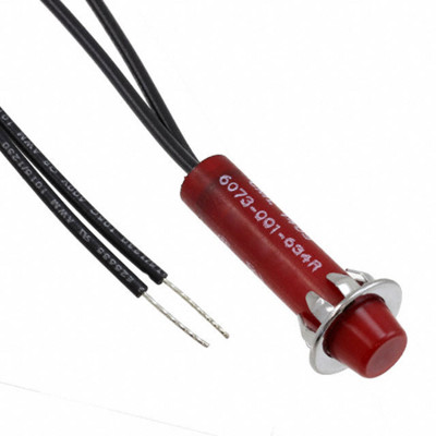 Neon Panel Mount Indicator Red .375″ Conical 125V Wire Leads for sale