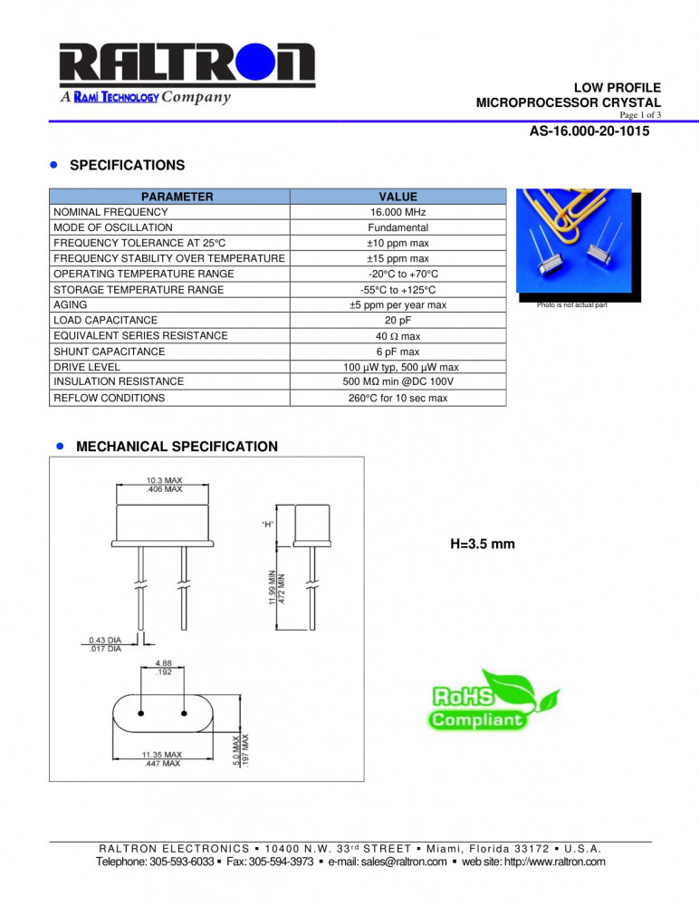AS-16.000-20-1015 datasheet page 1