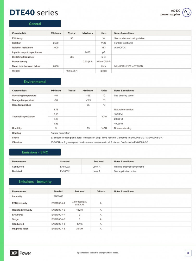 DTE40 series datasheet page 3