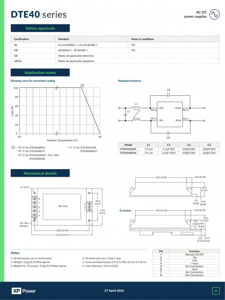 DTE40 series datasheet page 4