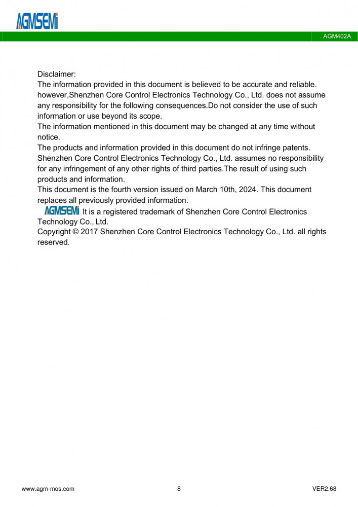 AGM402A datasheet page 8
