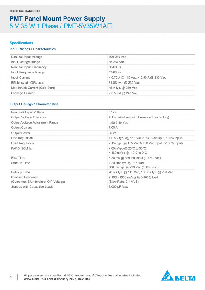 DELTA PMT datasheet page 2