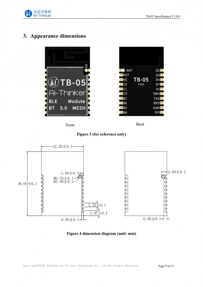 TB-05 dimensions