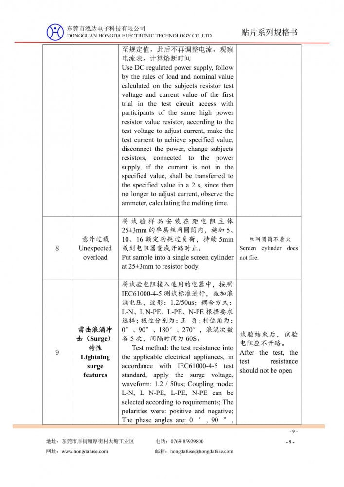 Hongda specification page 9