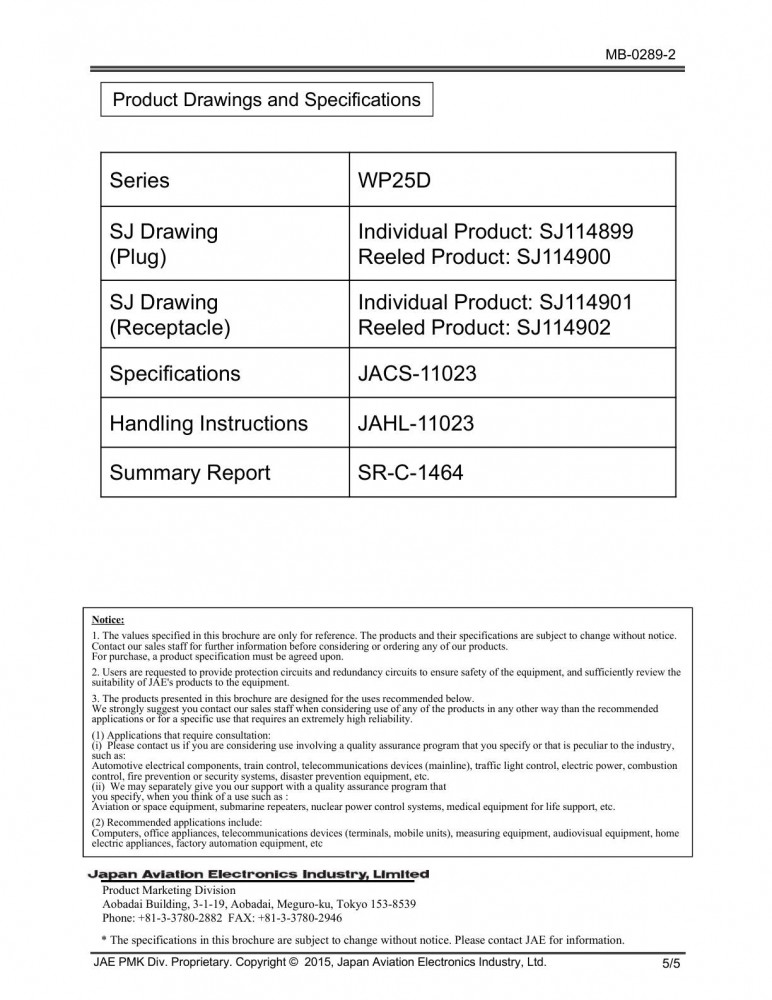 WP25D Series document page 5