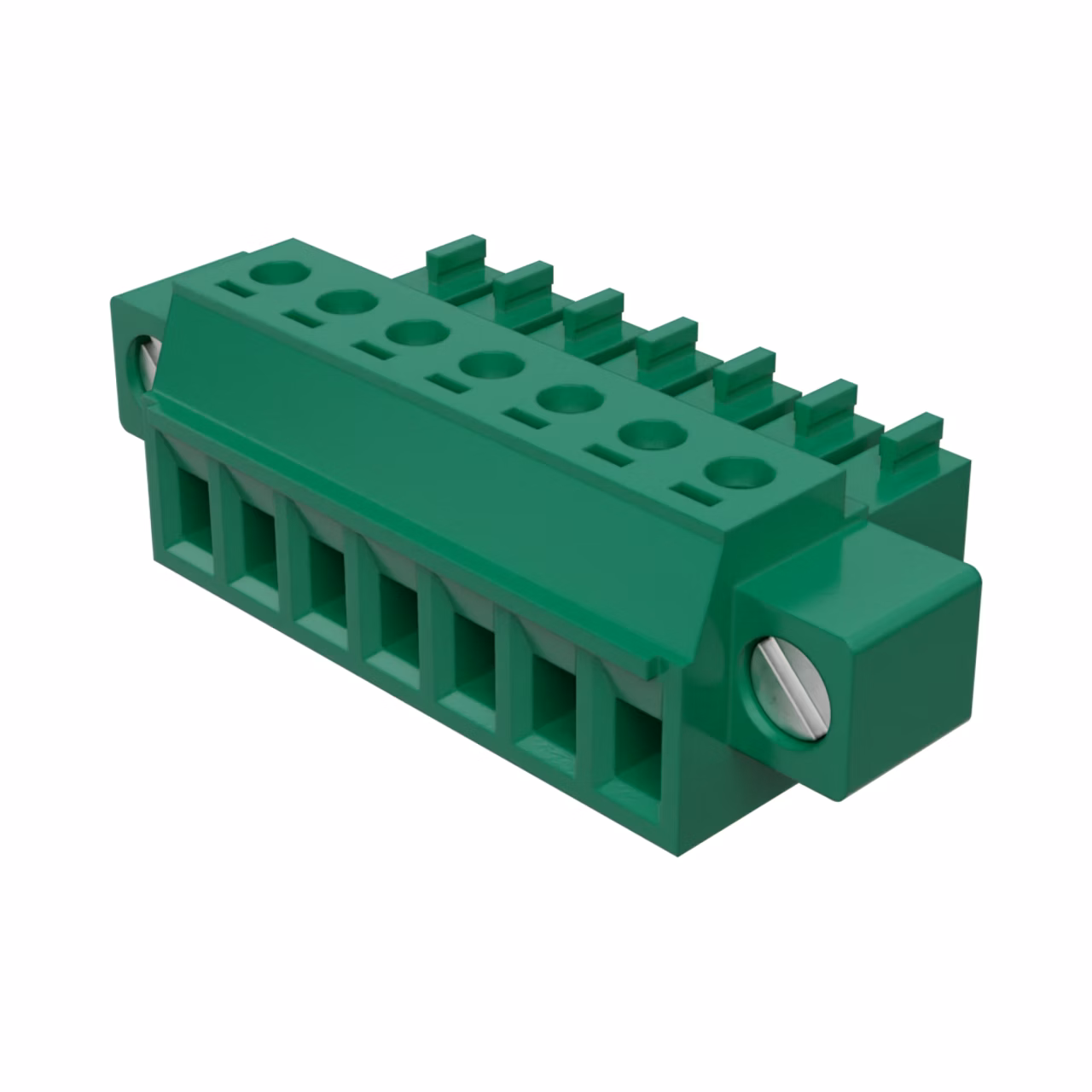 3.81mm Pitch Eurostyle Horizontal Plug, with Retention Screws, Green Housing, Gold (Au) Plated, 7 Circuits for sale