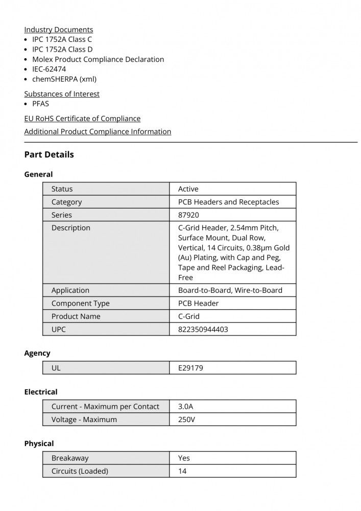 MOLEX 879208115 technical document preview, page 2