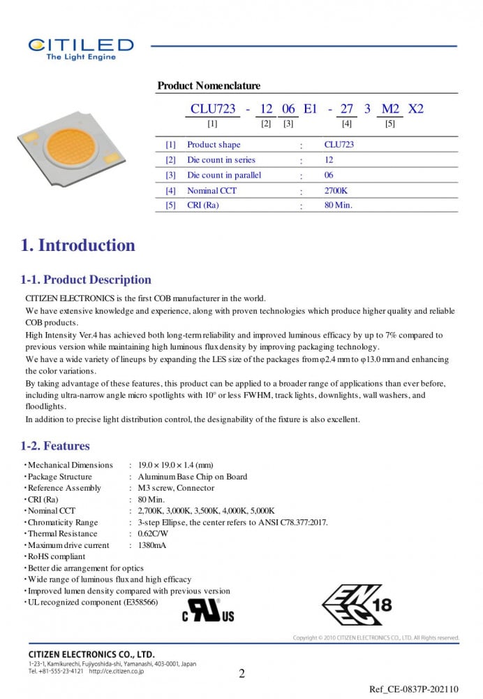 CITIZEN CLU723 datasheet page 2