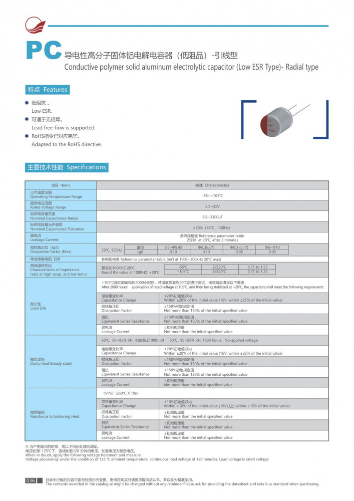 PC series datasheet page 1