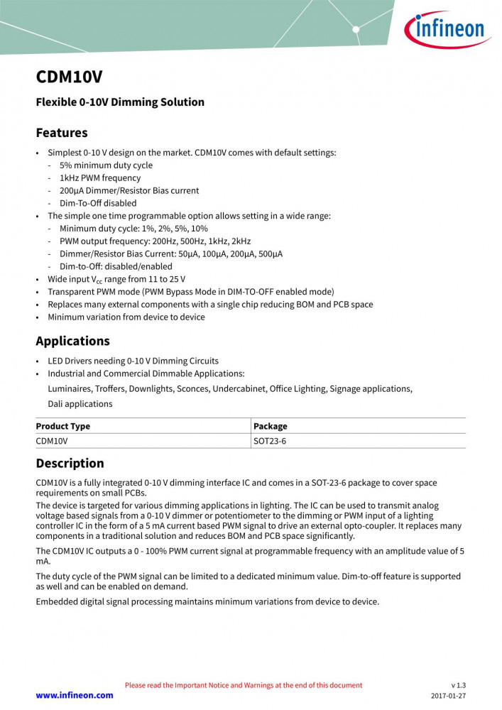 CDM10V datasheet page 1