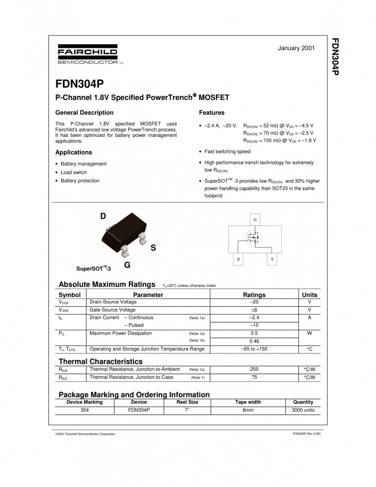 FDN304P datasheet page 2