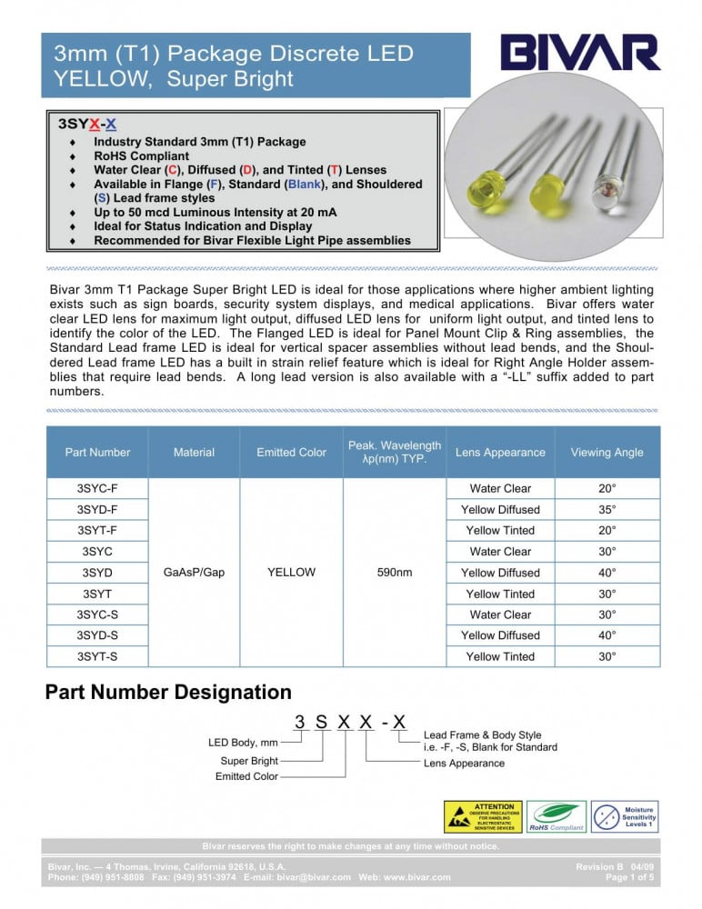 BIVAR 3SYC datasheet page 1
