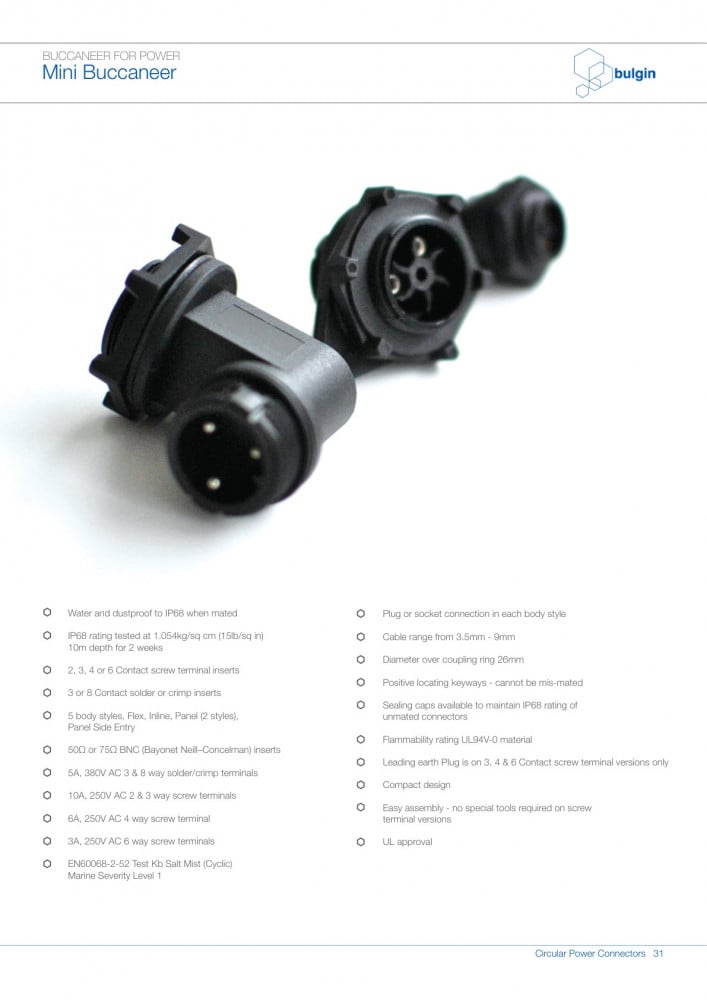 Bulgin PX0805 technical document page 1