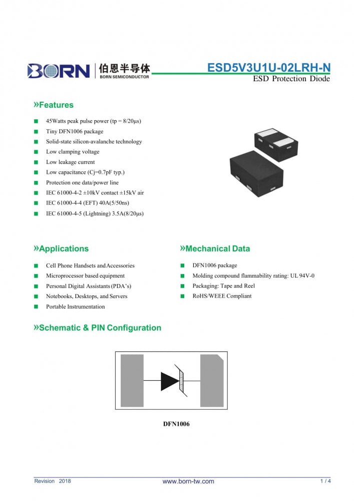 ESD5V3U1U-02LRH-N datasheet page 1