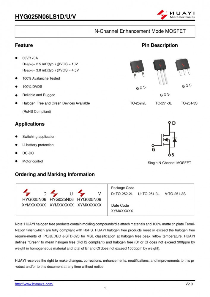 HYG025N06LS1D product document, page 1