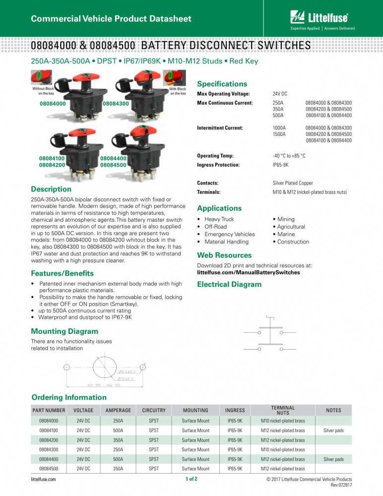 Littelfuse 08084400 technical document page 1