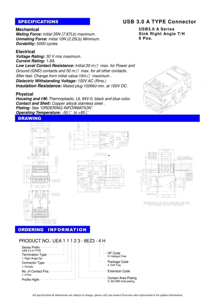FOXCONN UEA11123-8EZ3-4H technical document page