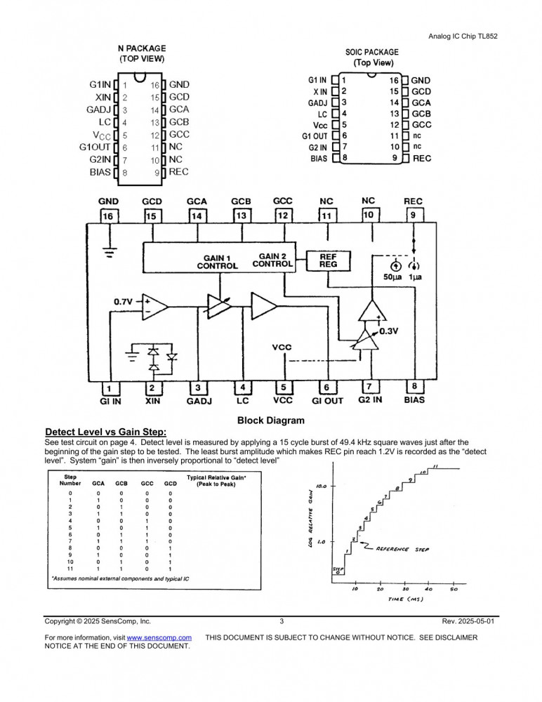 SensComp TL852 datasheet page 3