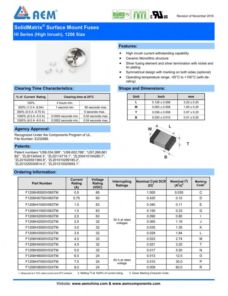 AEM SolidMatrix HI Series datasheet page 1