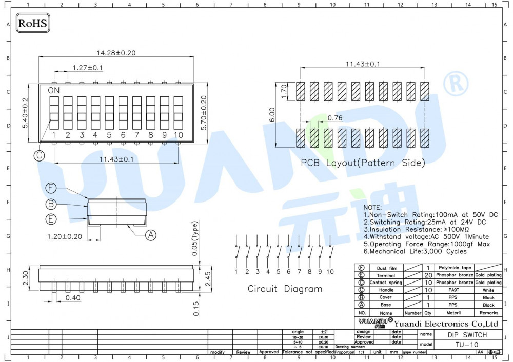 Yuandi TU-10 technical document page
