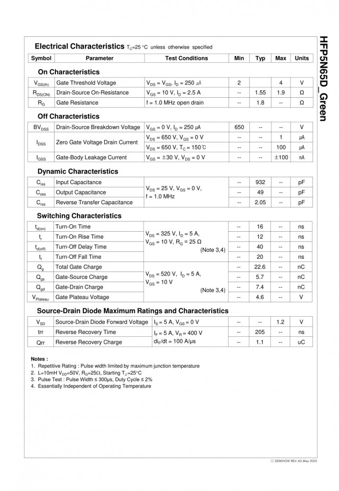 HFP5N65D document page 2