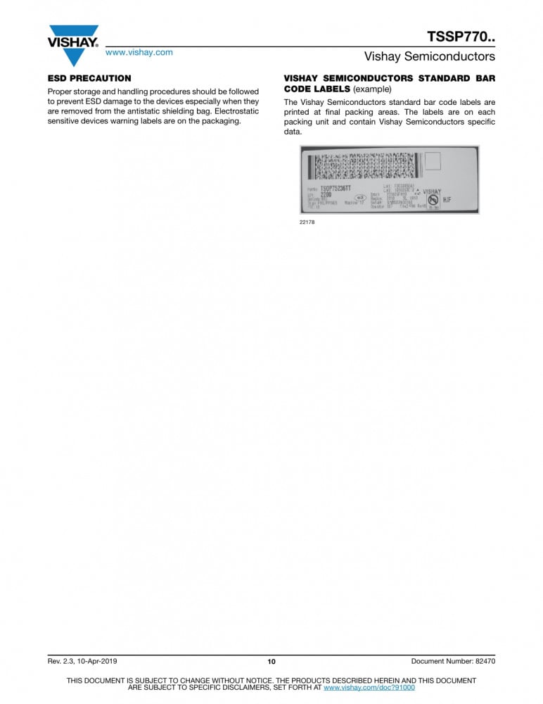 TSSP77038TR datasheet page 10