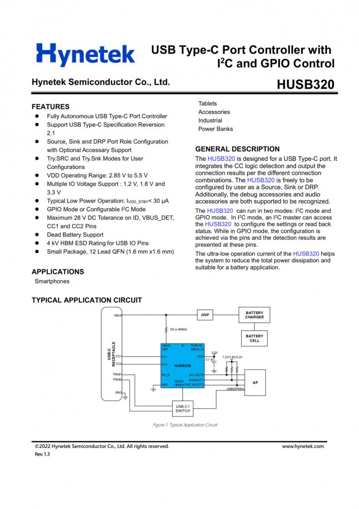 HUSB320 datasheet page 1