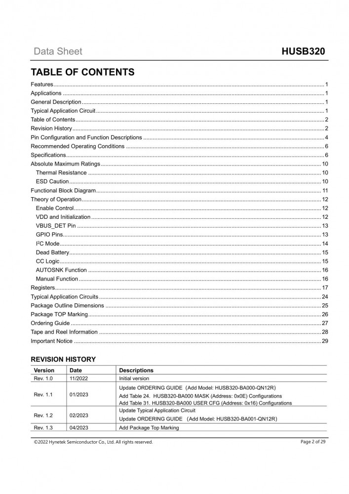 HUSB320 datasheet page 2
