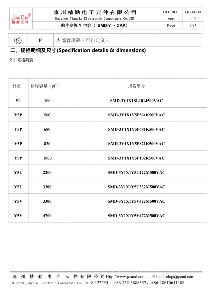 Jingqin specification page 8