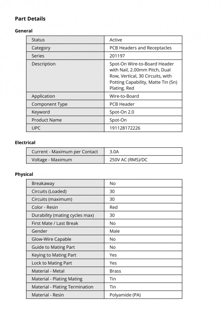 Technical document image 2 for MOLEX 2011970302