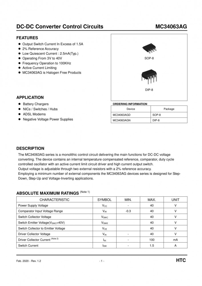 MC34063AGN datasheet page 1
