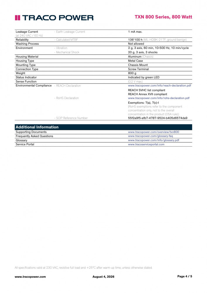 TXN 800 series technical document page 4