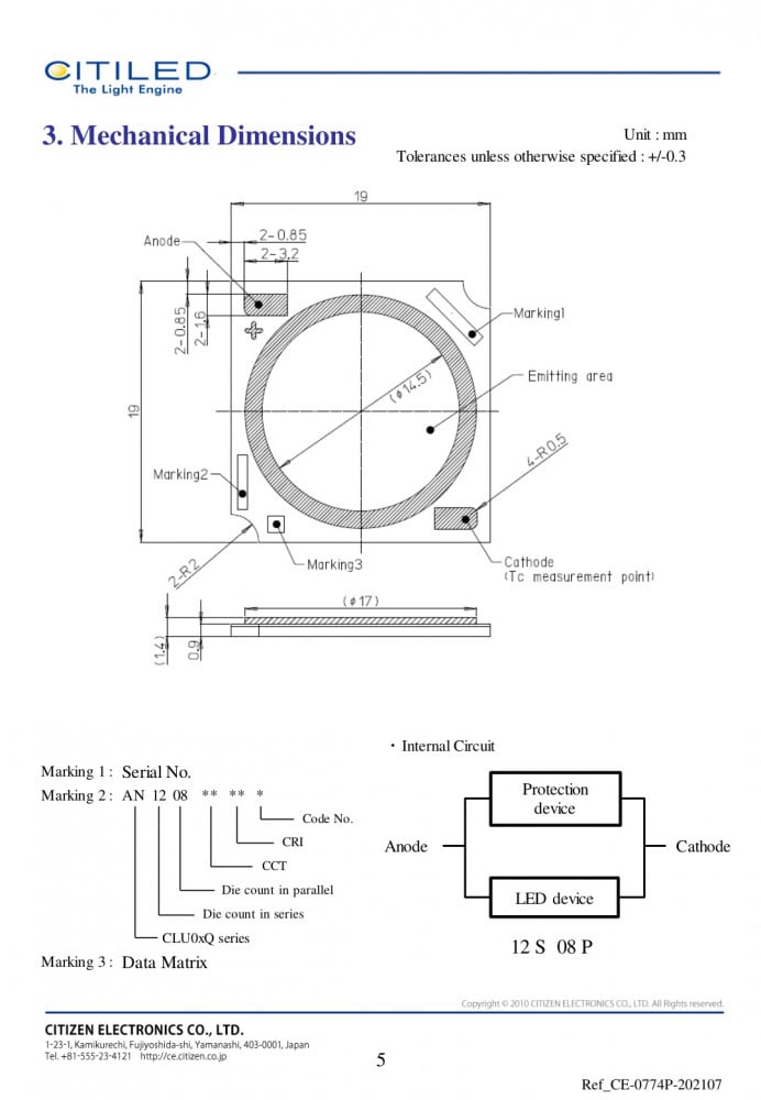 CITIZEN CLU03Q-1208E1 datasheet page 5