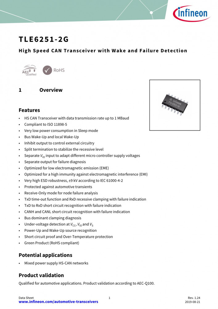 TLE6251GNT technical document page 1