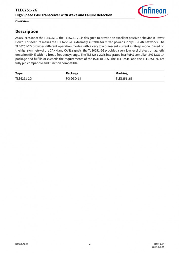 TLE6251GNT technical document page 2