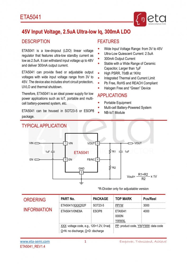 ETA5041 datasheet page 1