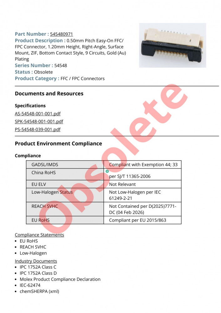 MOLEX 545480971 technical document image 1