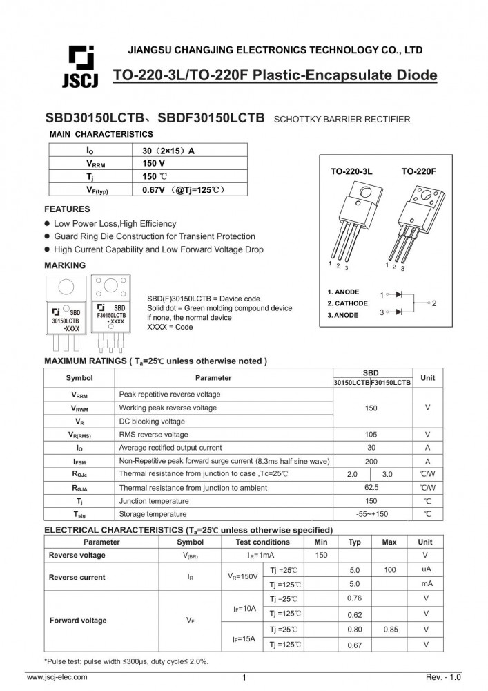 SBD30150LCTB datasheet page 1