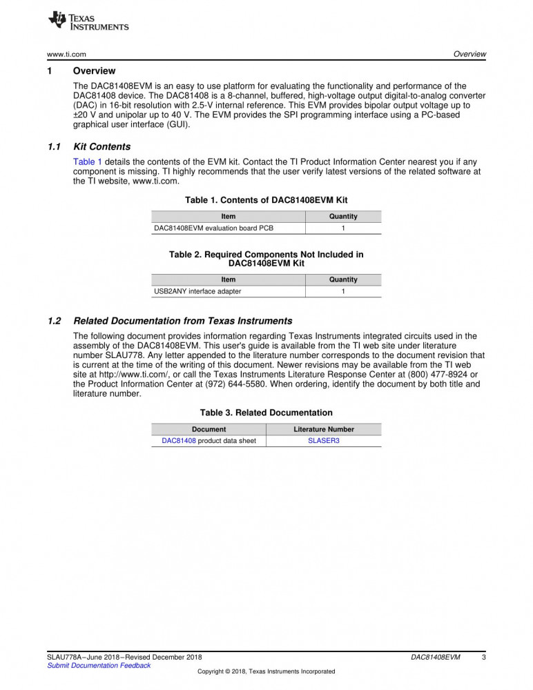 DAC81408EVM user guide page 3
