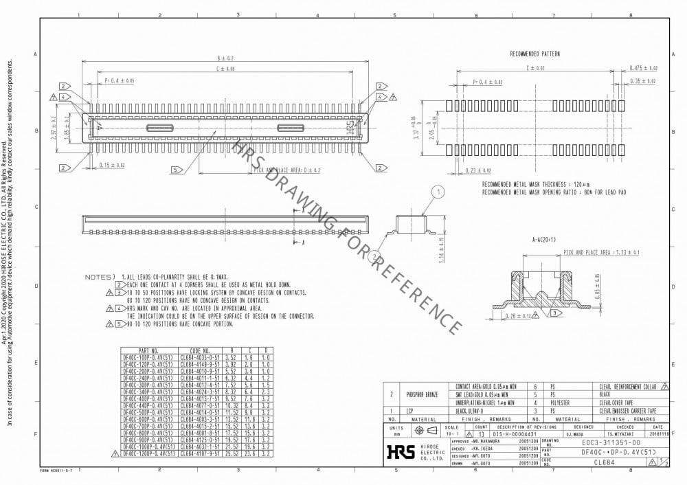 HRS DF40C series drawing page 1