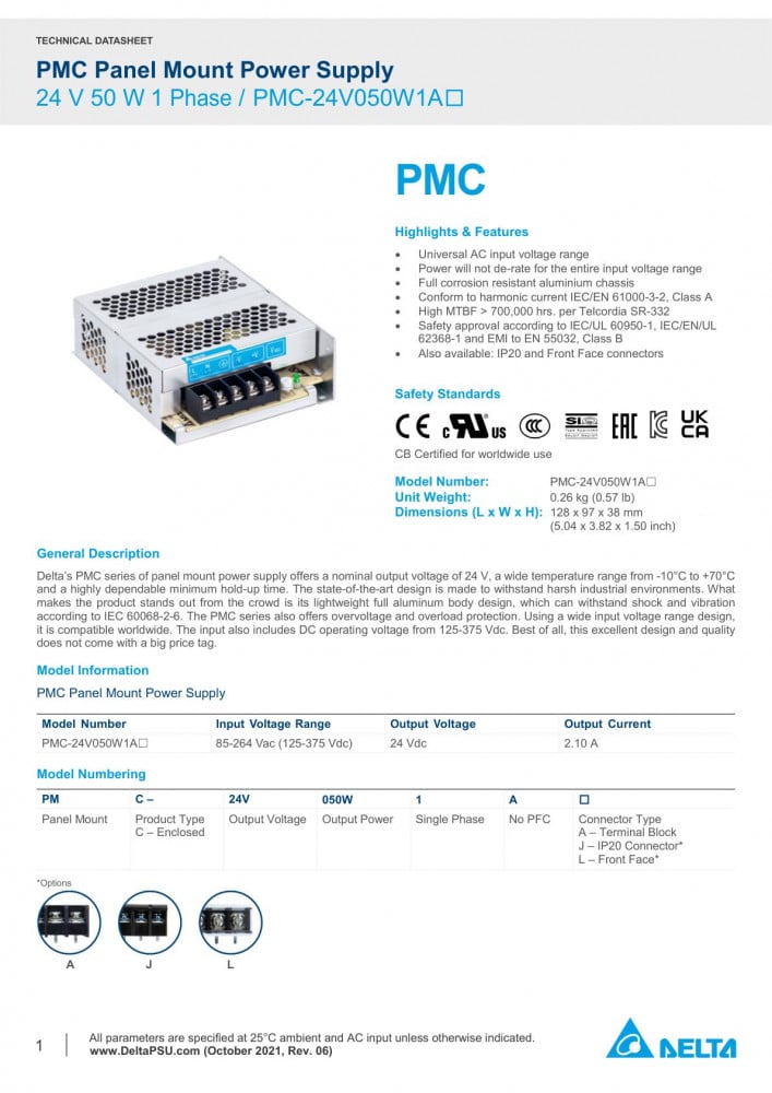 PMC-24V050W1AJ datasheet page 1
