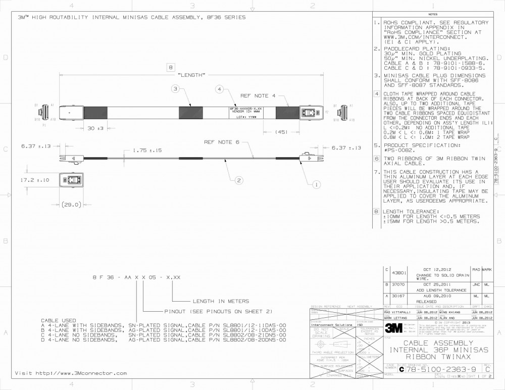 3M 8F36 series technical drawing page 1
