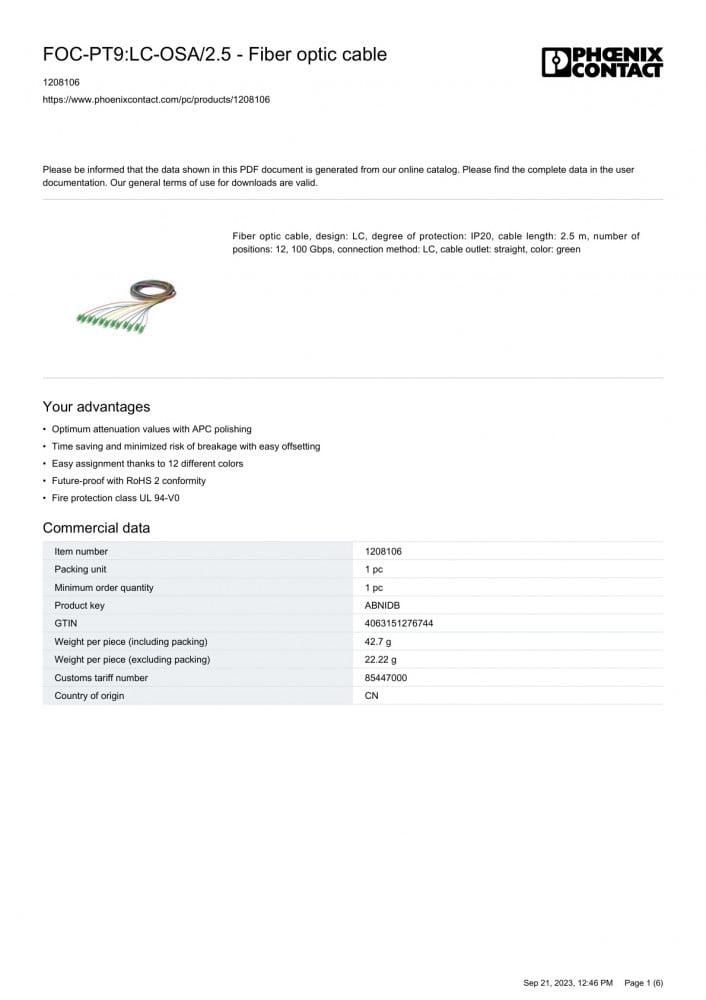 Phoenix Contact 1208106 document page 1