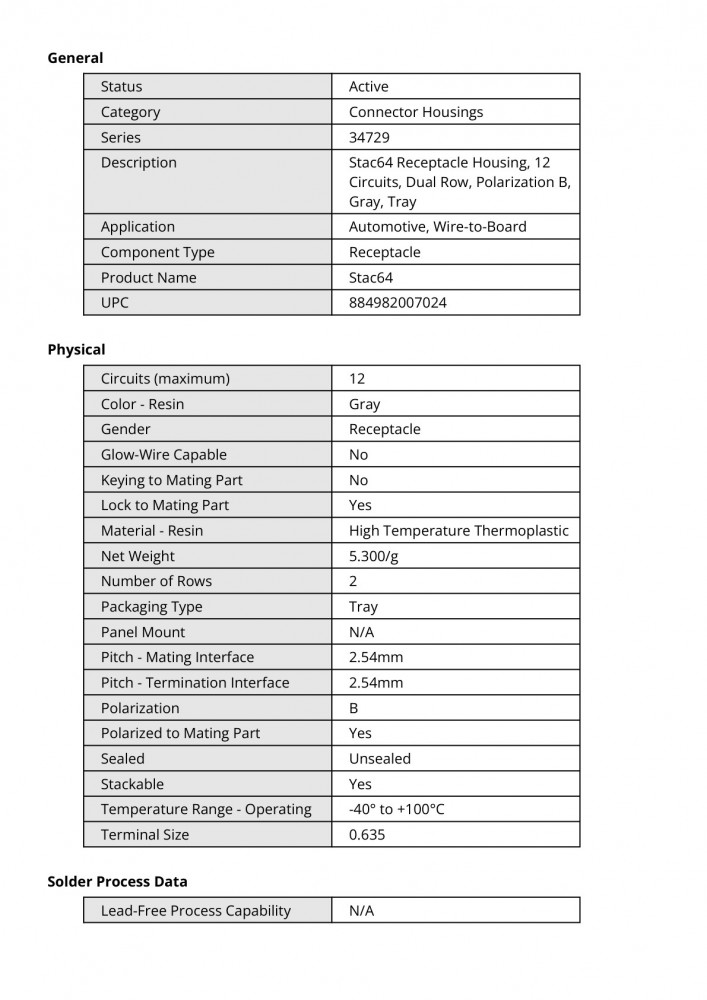 Product document page 2 for MOLEX 347290121