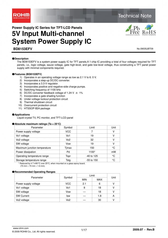 BD8153EFV-E2 technical document page 1